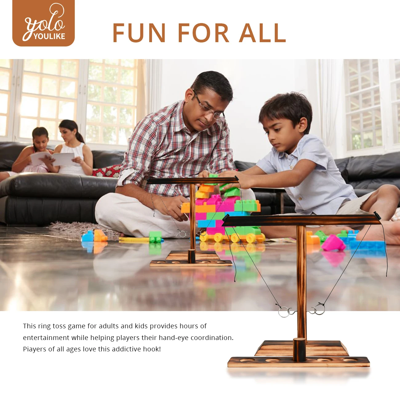 Large Ring Toss Game For Adults Kids Huge Wooden Fun Hook And Ring Game ...