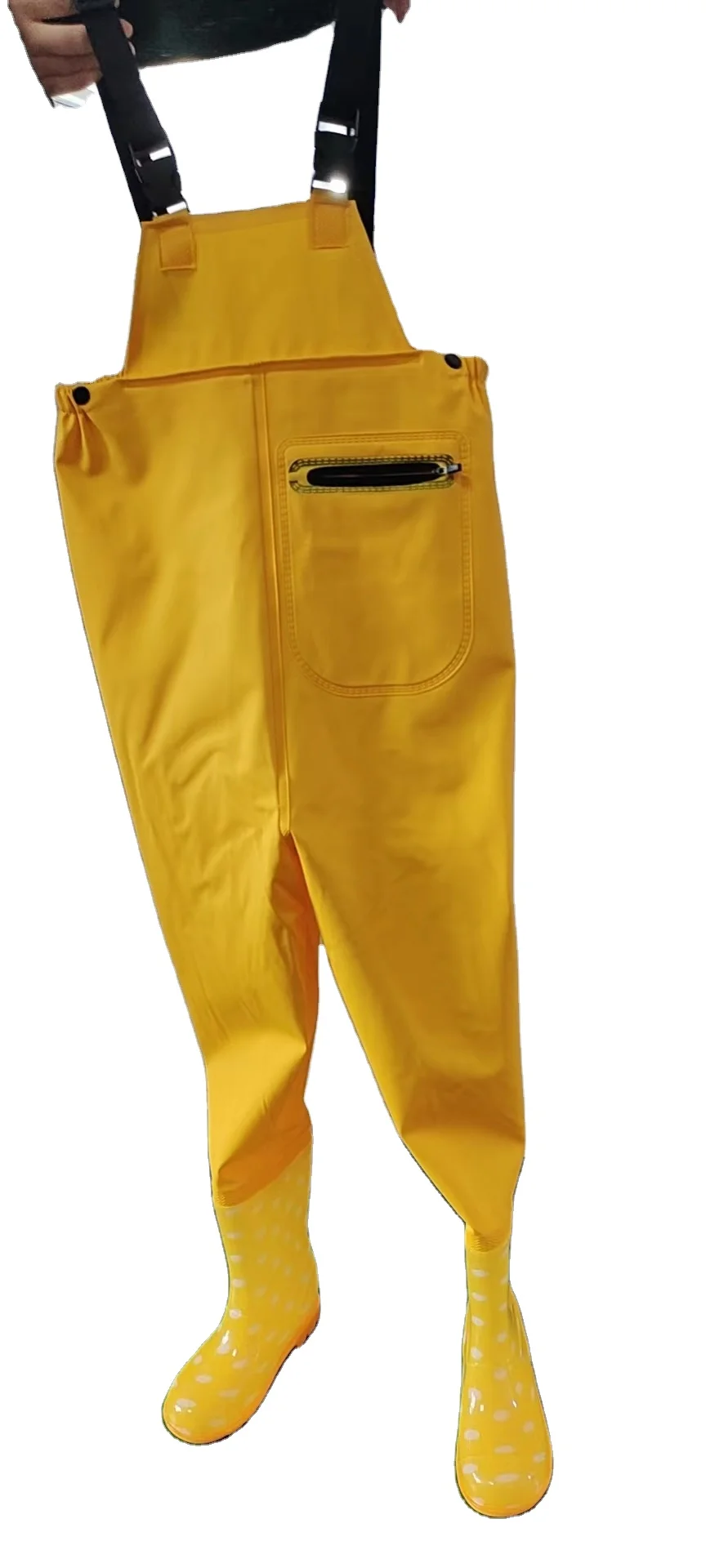 Kc Yellow Color Waterproof Pvc Kid Chest Wader With Pocket Fishing ...