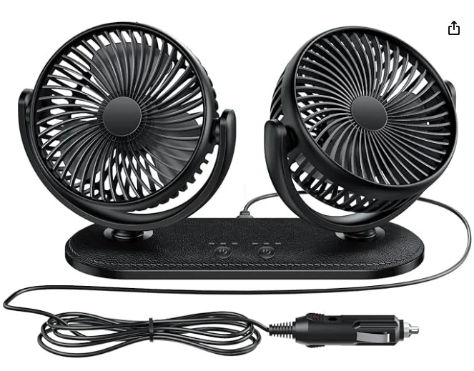 Dual-Head 6 Inch USB Car Fans Electric Dashboard Air Cooler Low Noise ...