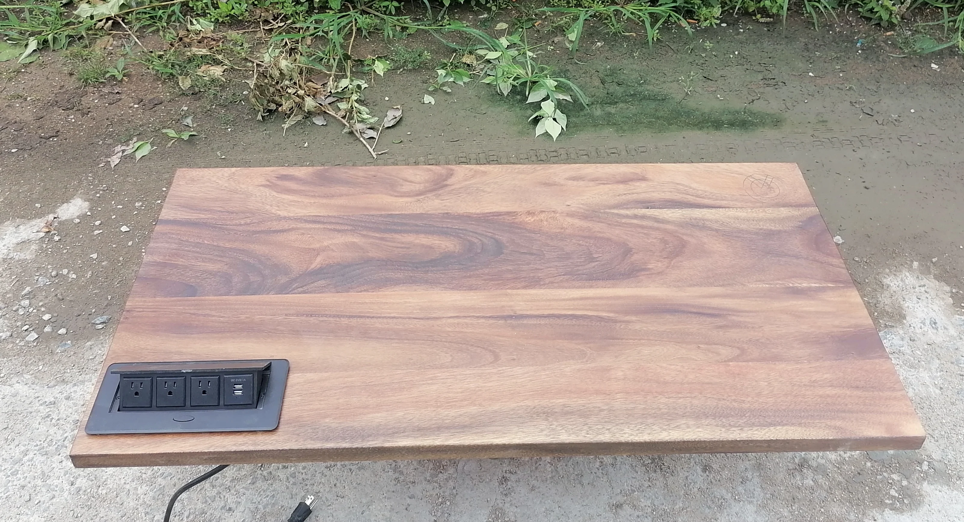 Custom Suar Wood Office Table Top Sink Cutout For Socket-004 Monkey Pod ...