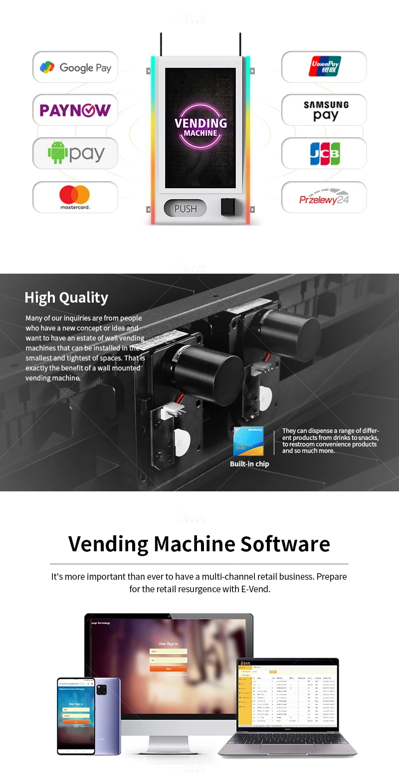24 Hours Self Service Automatic Vending Machine Wall Mounted Face ...