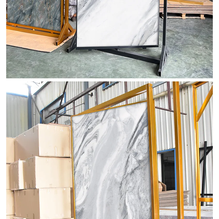 Factory Marble Custom Rotate Metal Stone Sample Stand Showroom Panel ...
