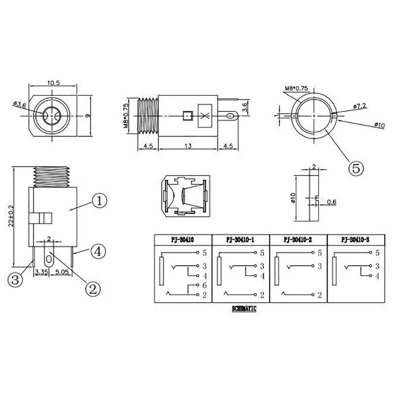 3/5pin Microphone 3.5mm Phone Jack PJ-341 - Customized Support