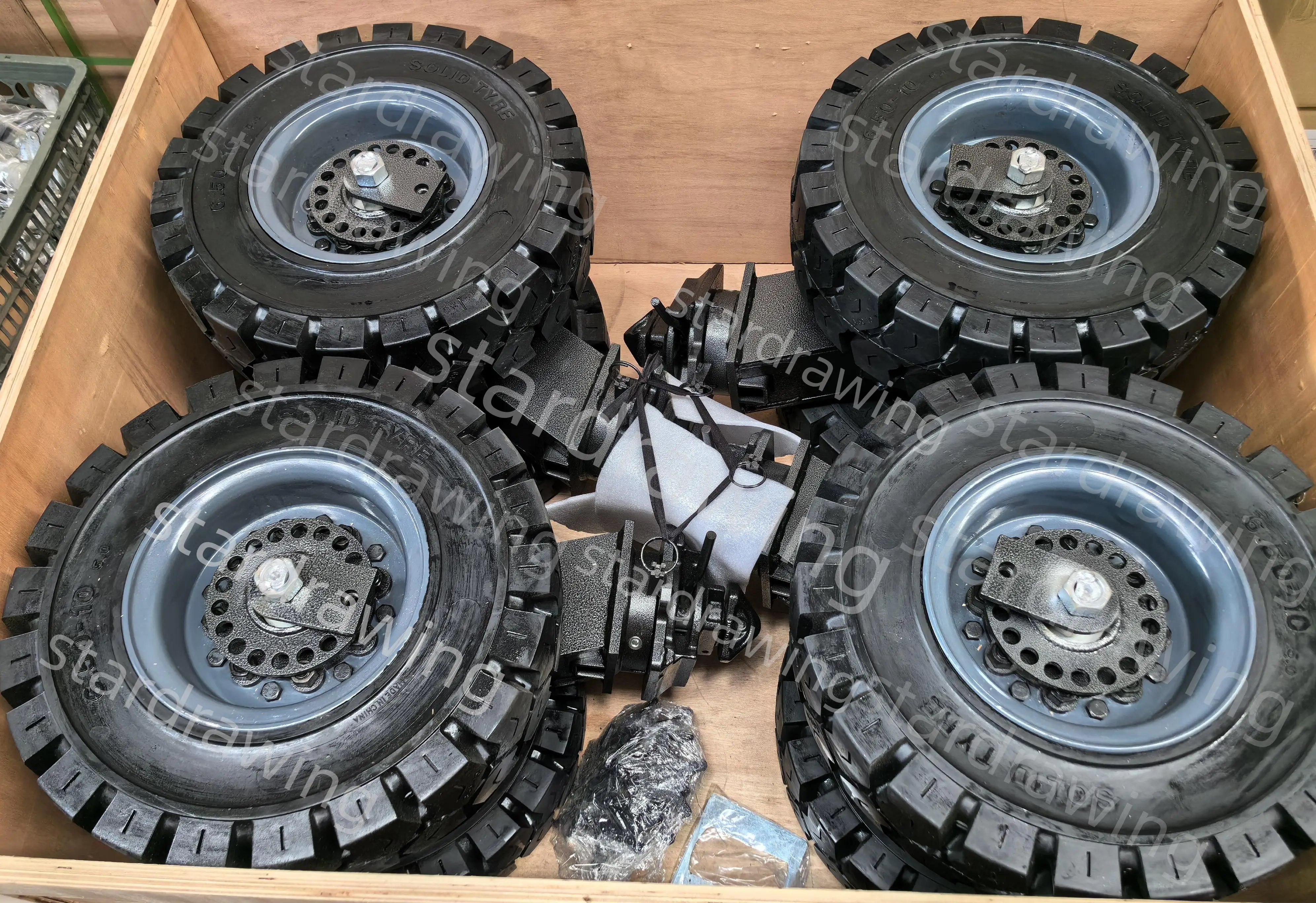 SS All Terrain Solid Rubber Double Wheels Shipping Container Casters Wheels