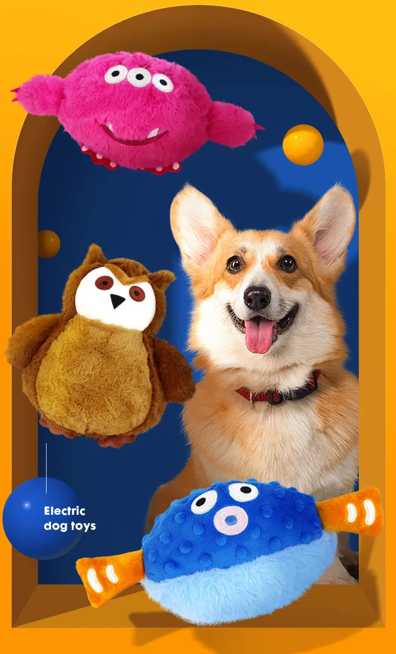 Usb Rechargeable Auto Interactive Bouncing Ball Squeaky Plush Dog Toy ...