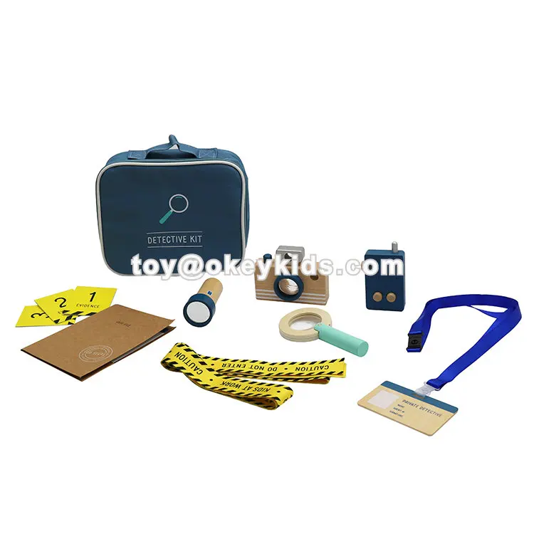 Customize Pretend Play Set Wooden Toy Detective Kit for Kids