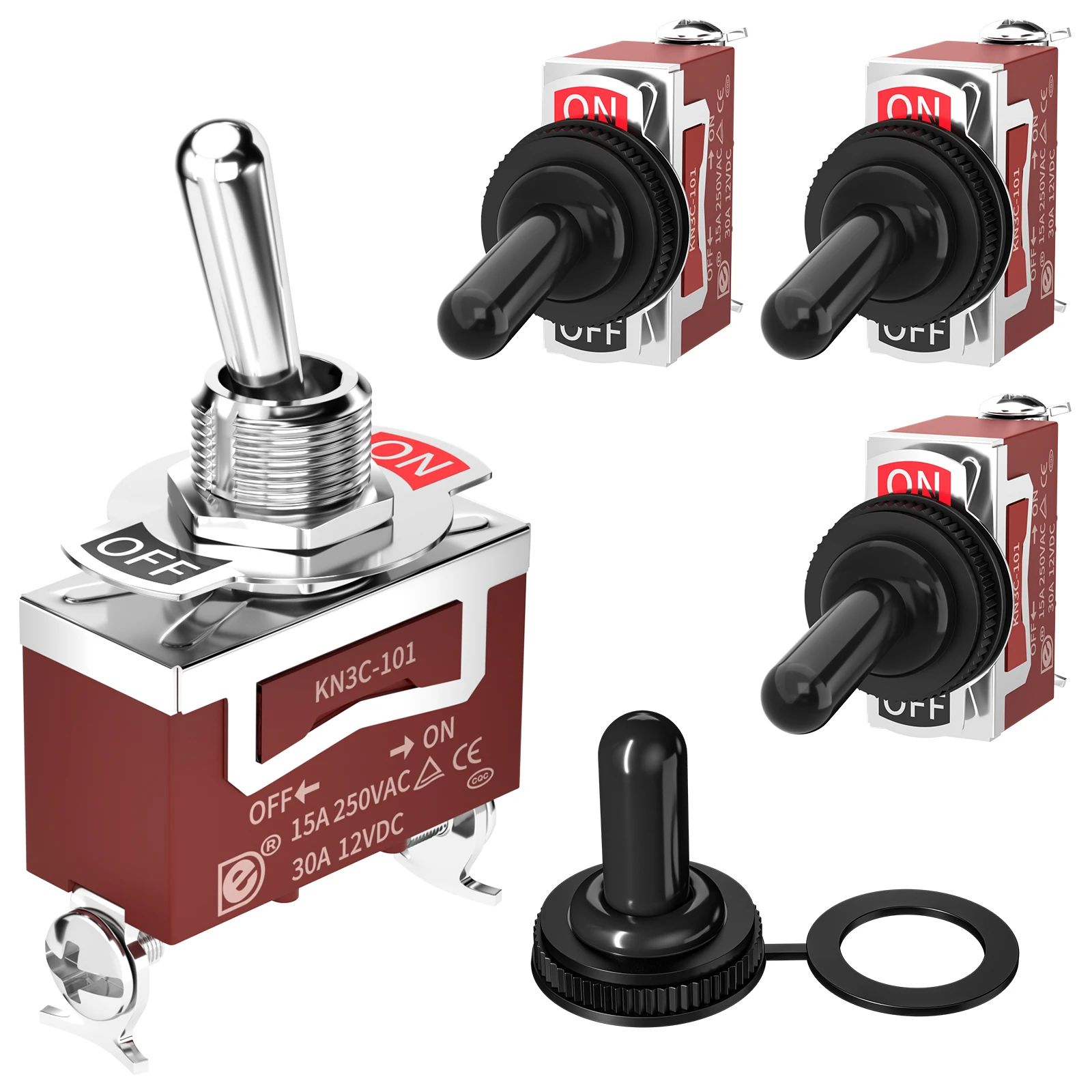 Marine Toggle Switch 12V DC 30A Waterproof Toggle Switch 250V AC 15A ...