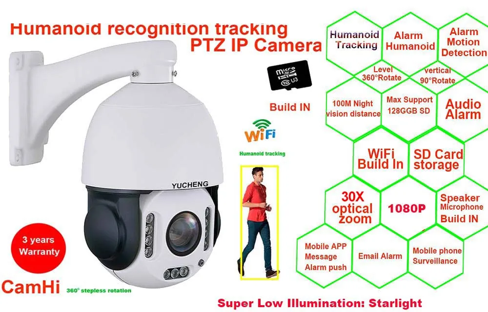 4G 5MP Wireless Wifi POE 30X Optical ZOOM PTZ Camera