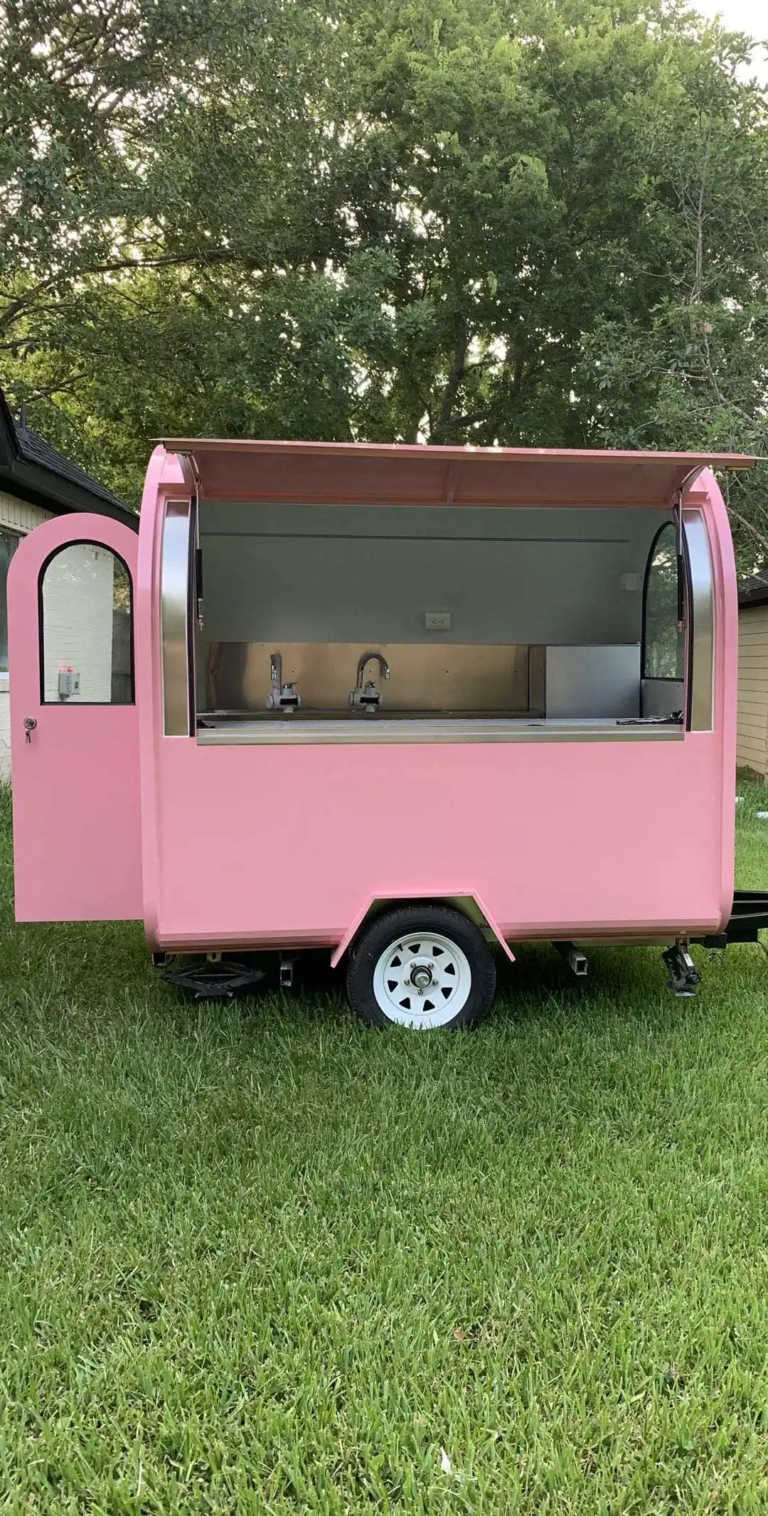 New Design Multipurpose Commercial Snack Pink Food Cart With Mobile ...