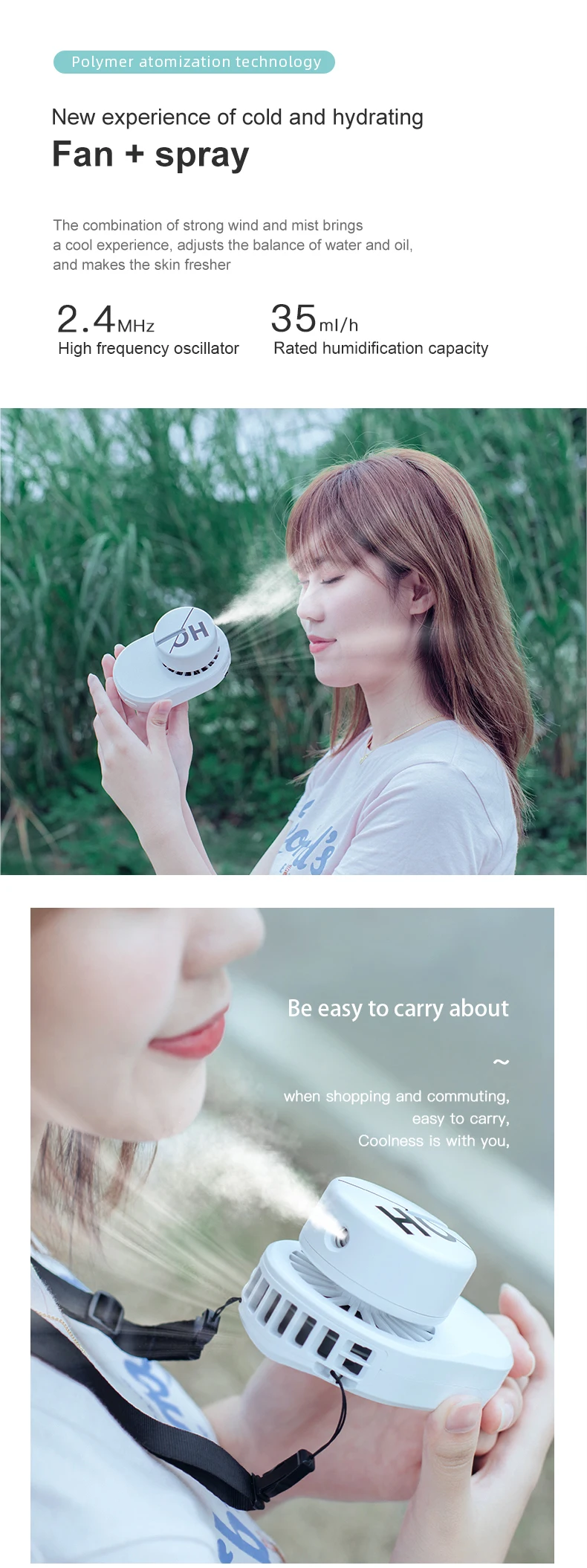 Big Battery 2000mah Portable Mini Usb Rechargeable Water Spray Fans ...