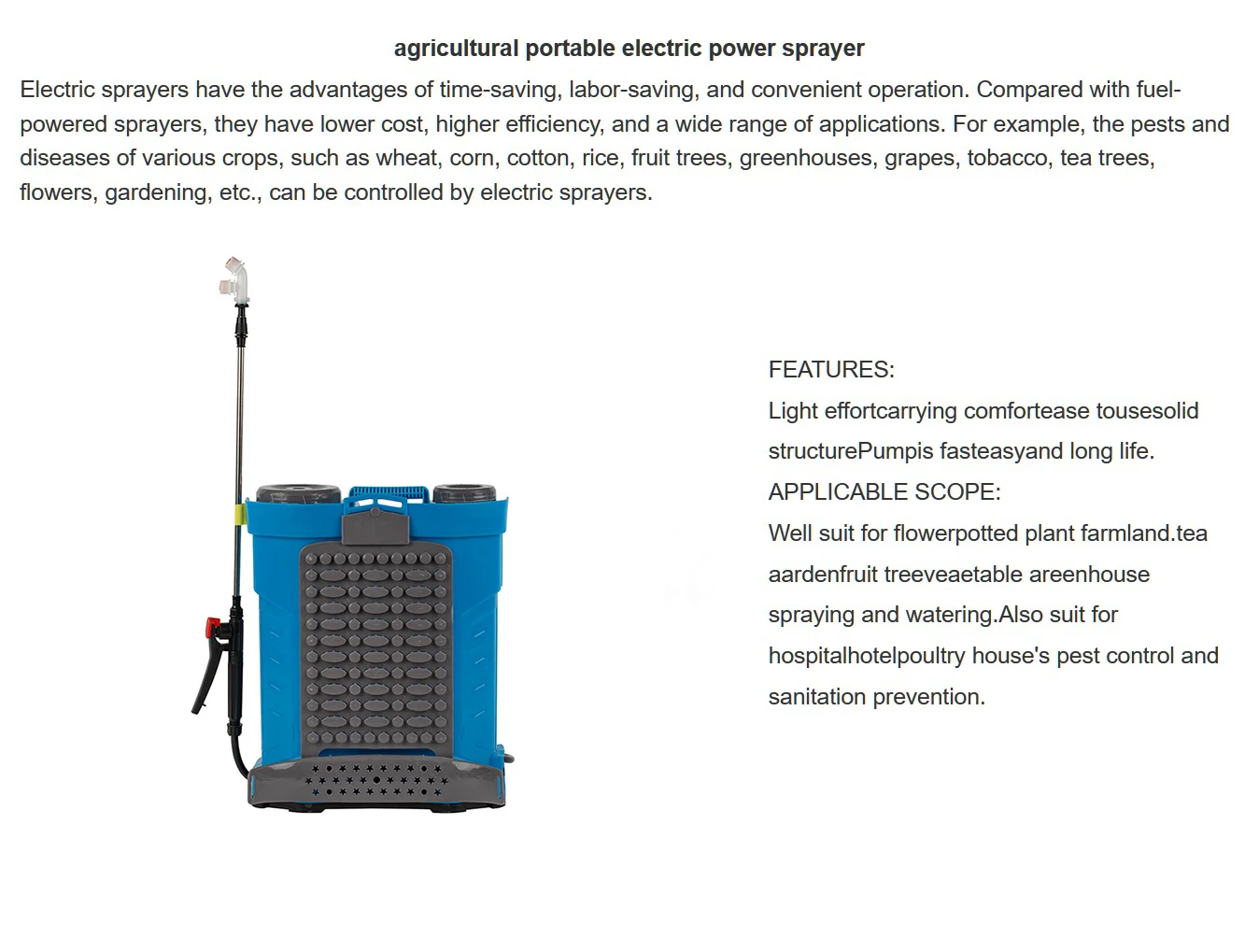20l Backpack Rechargeable Battery Sprayer Agricultural Knapsack ...
