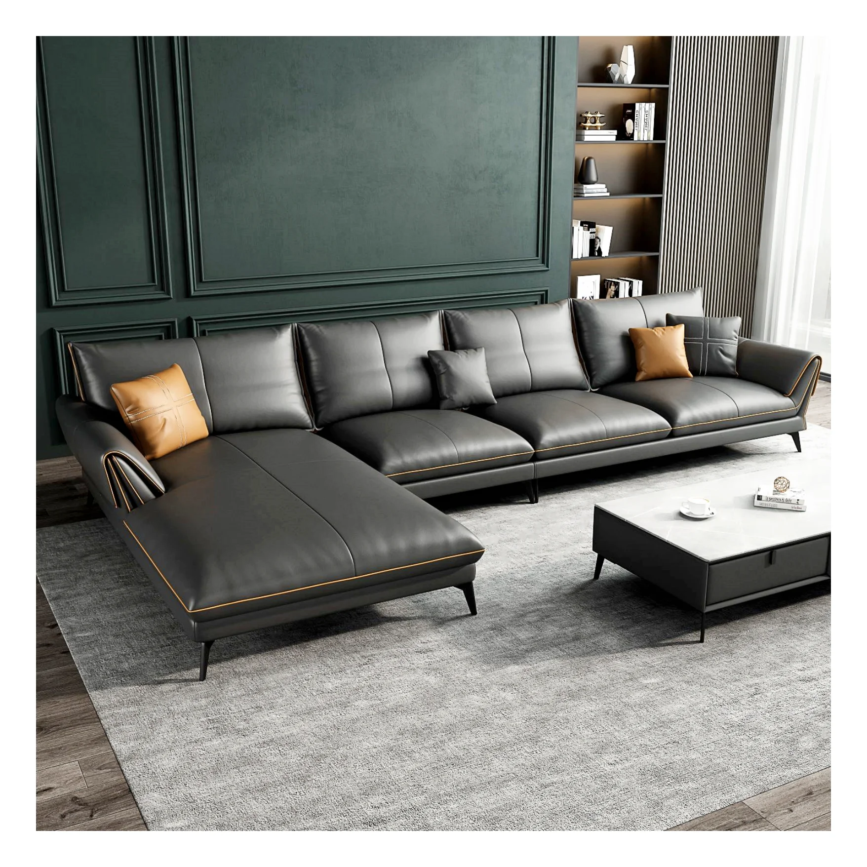 Wholesale italian latest design sofa set three seater modern sofa set L ...