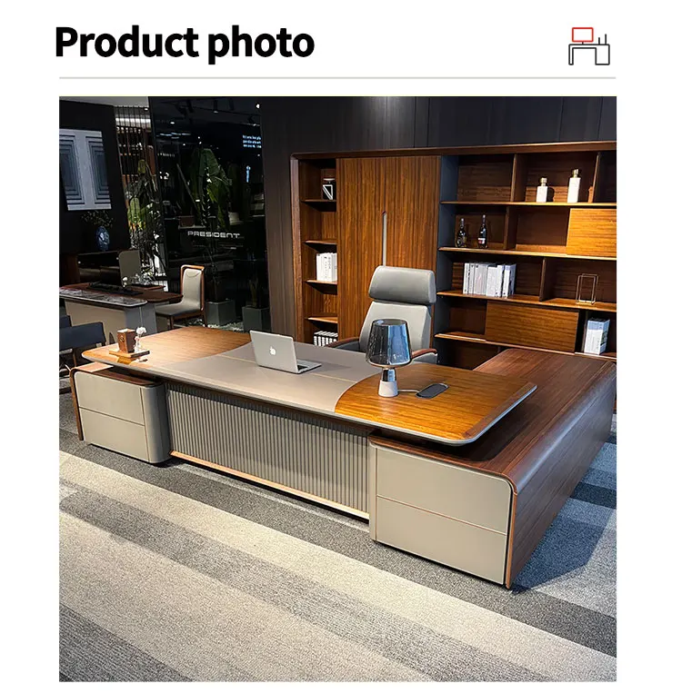 Wooden Luxury Office Table With Chair Modern Design Boss Desk Executive ...