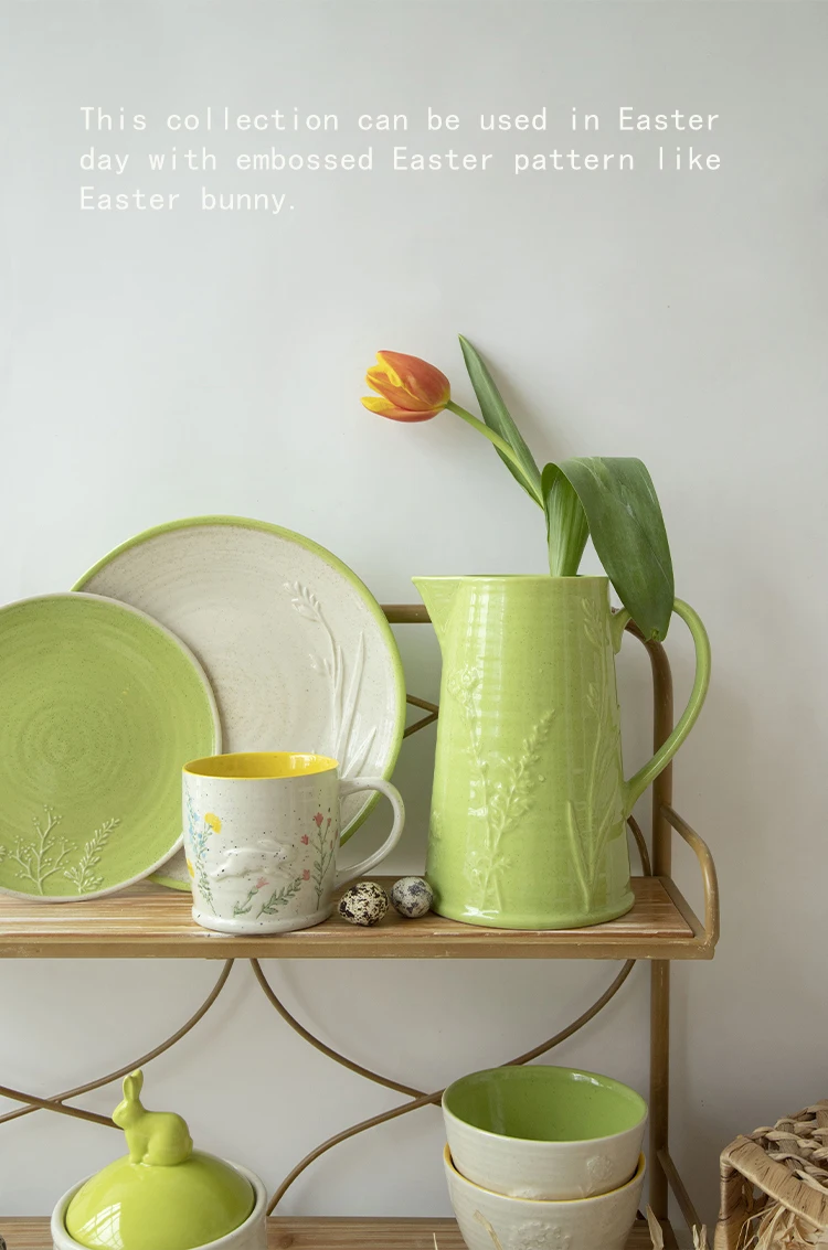 JOYYE New Design Embossed + Hand-painted Rabbit Flowers Dinnerware ...