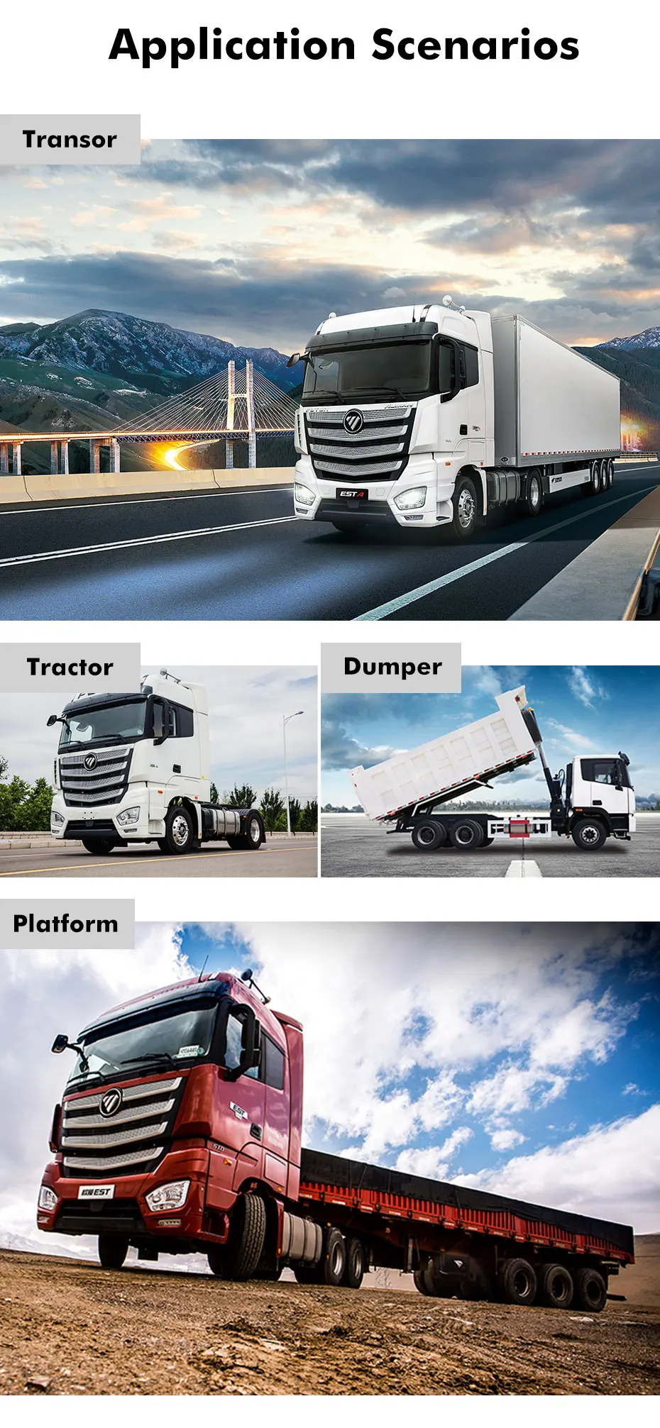 Foton EST Auman Heavy Duty 6x4 8X2 8X4 Flatbed Truck Tractor New ...