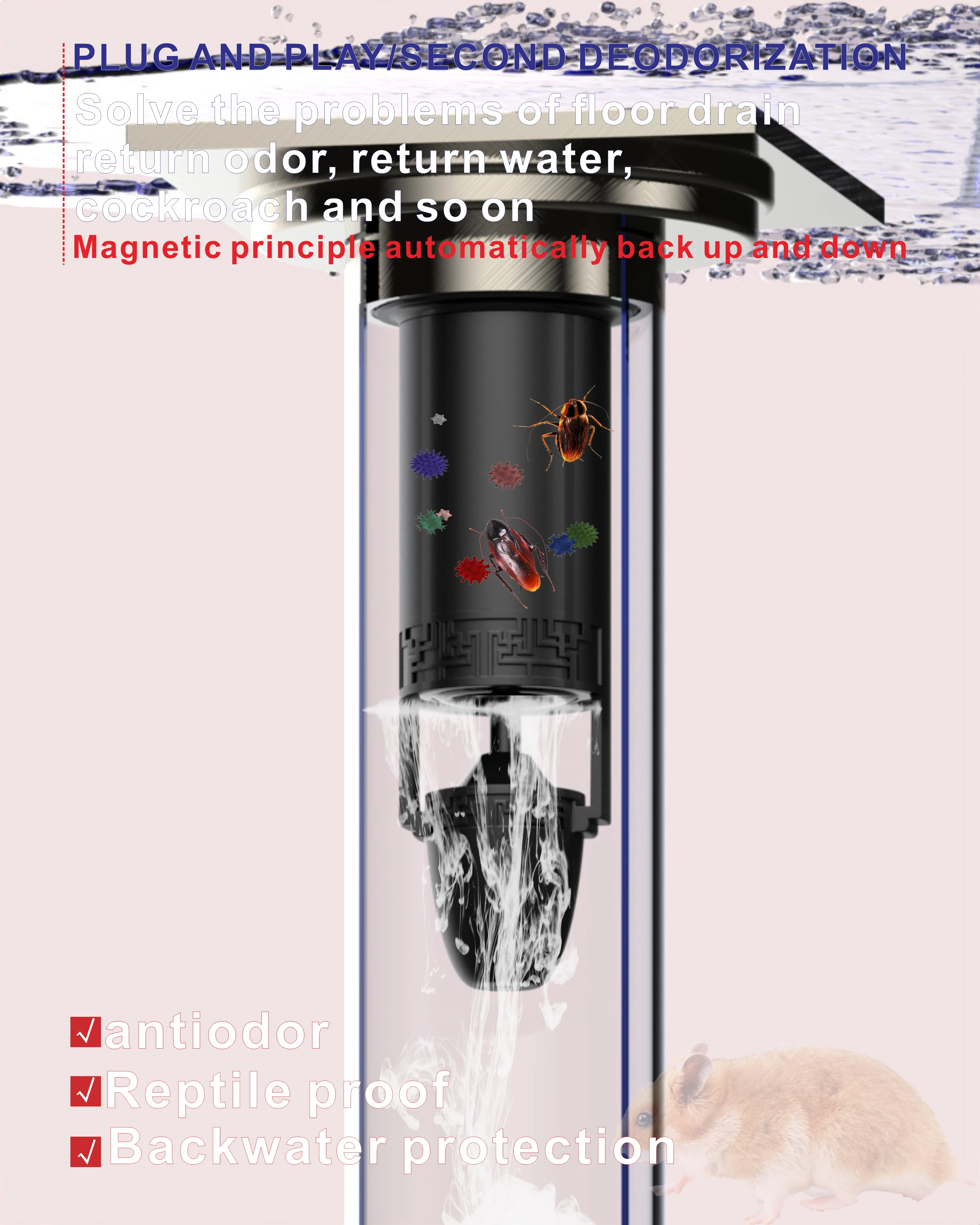 Magnetic Levitation Floor Drain Core Toilet Anti-odor Floor Drain Anti ...