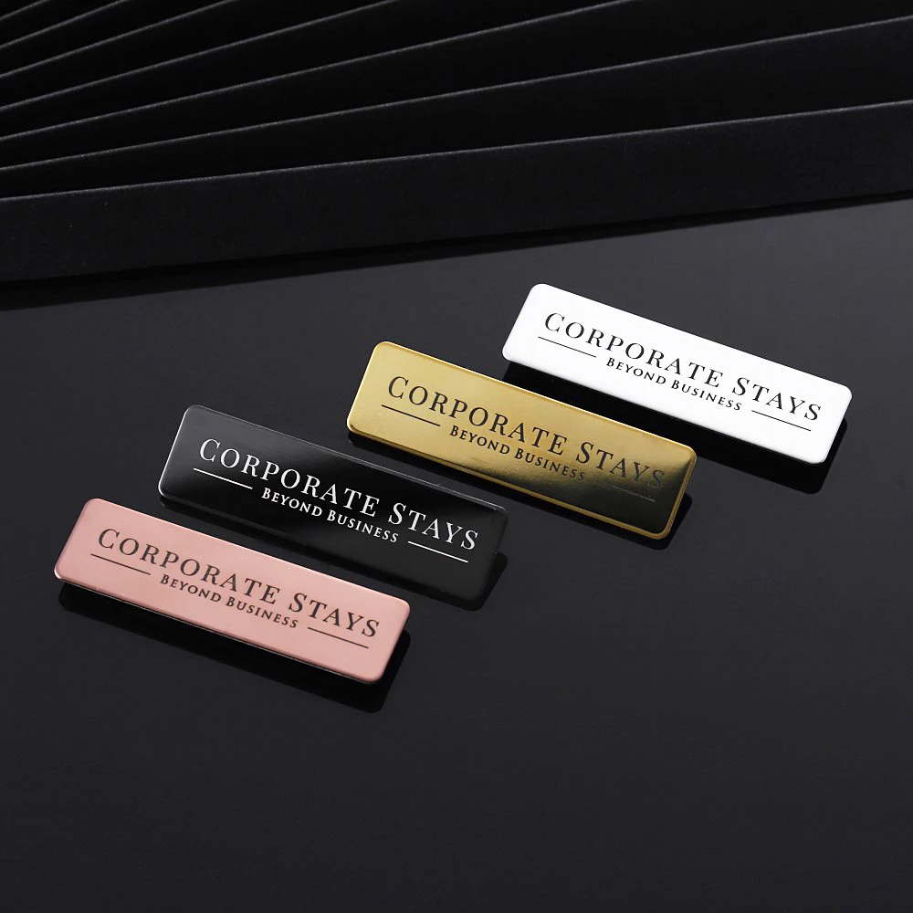 Custom Blank Hotel Uniform Staff Name Tags - Stainless Steel