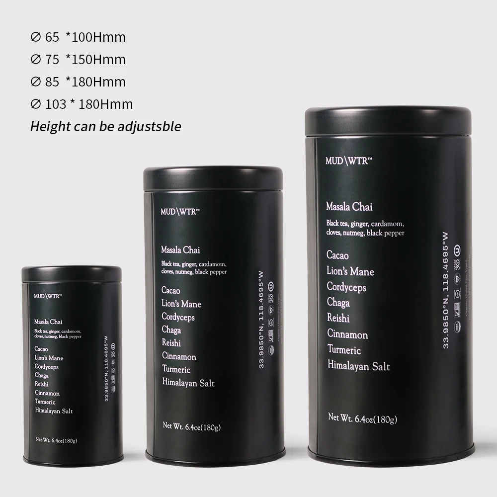 Luxury Tall Chocolate Cocoa Metal Airtight Tea Tin Can