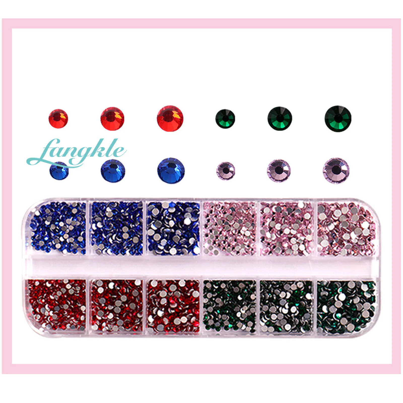 Luxury Colorful Mixed Types Diamond Art 3d 12cells Nail Diamond ...