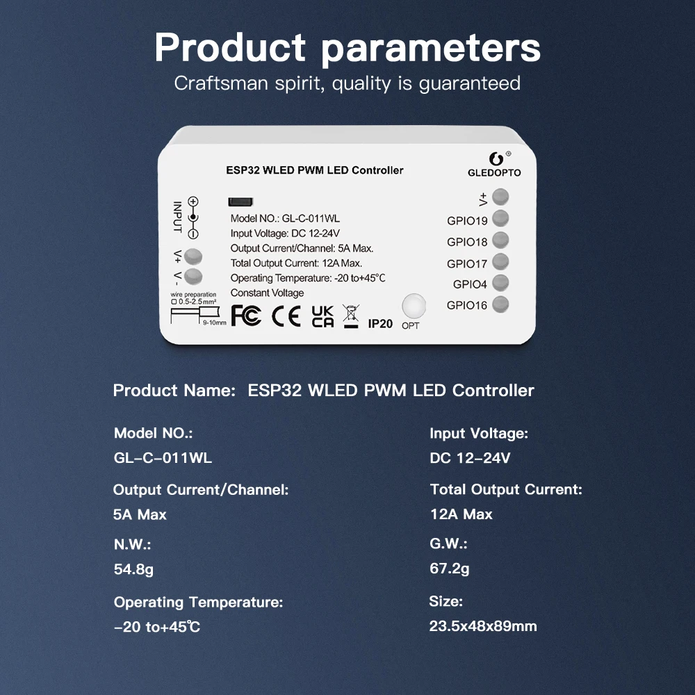 Gledopto Wled Pwm Led Strip Controller Night Light Function,Compatible ...