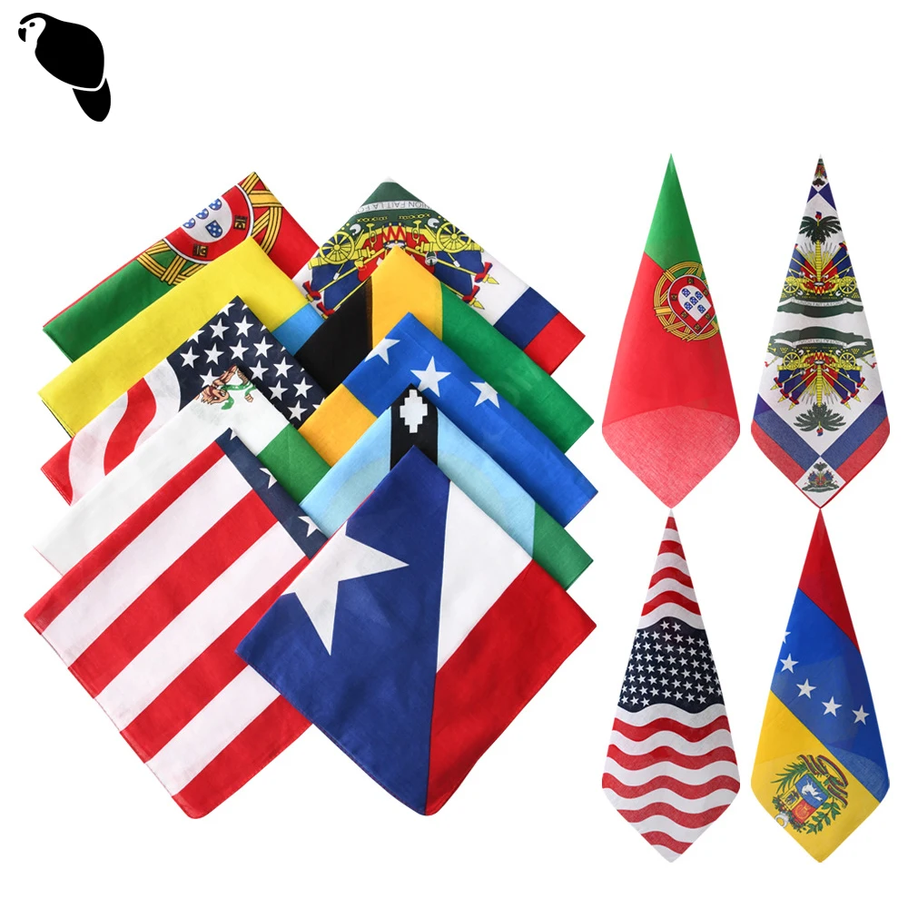Leo 100% Cotton Wholesale Custom Country Flag Bandana Caribbean Haitian ...