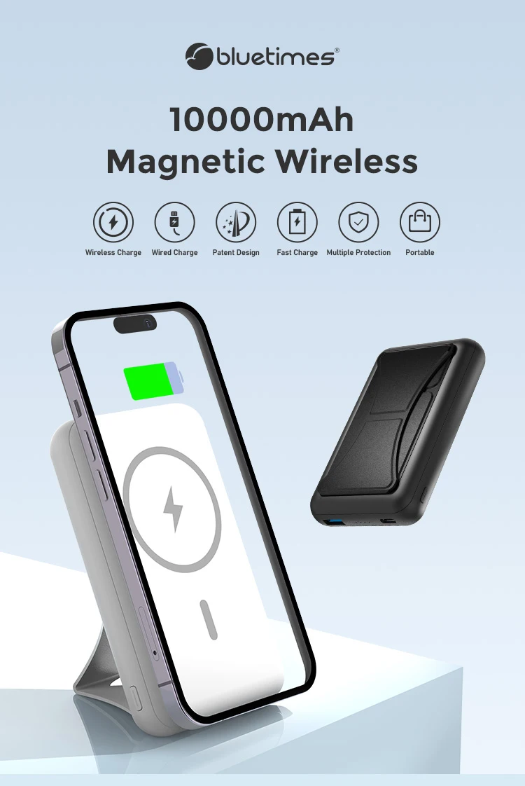 Bluetimes 10000mah Portable Power Bank With Stand Foldable Magnetic ...