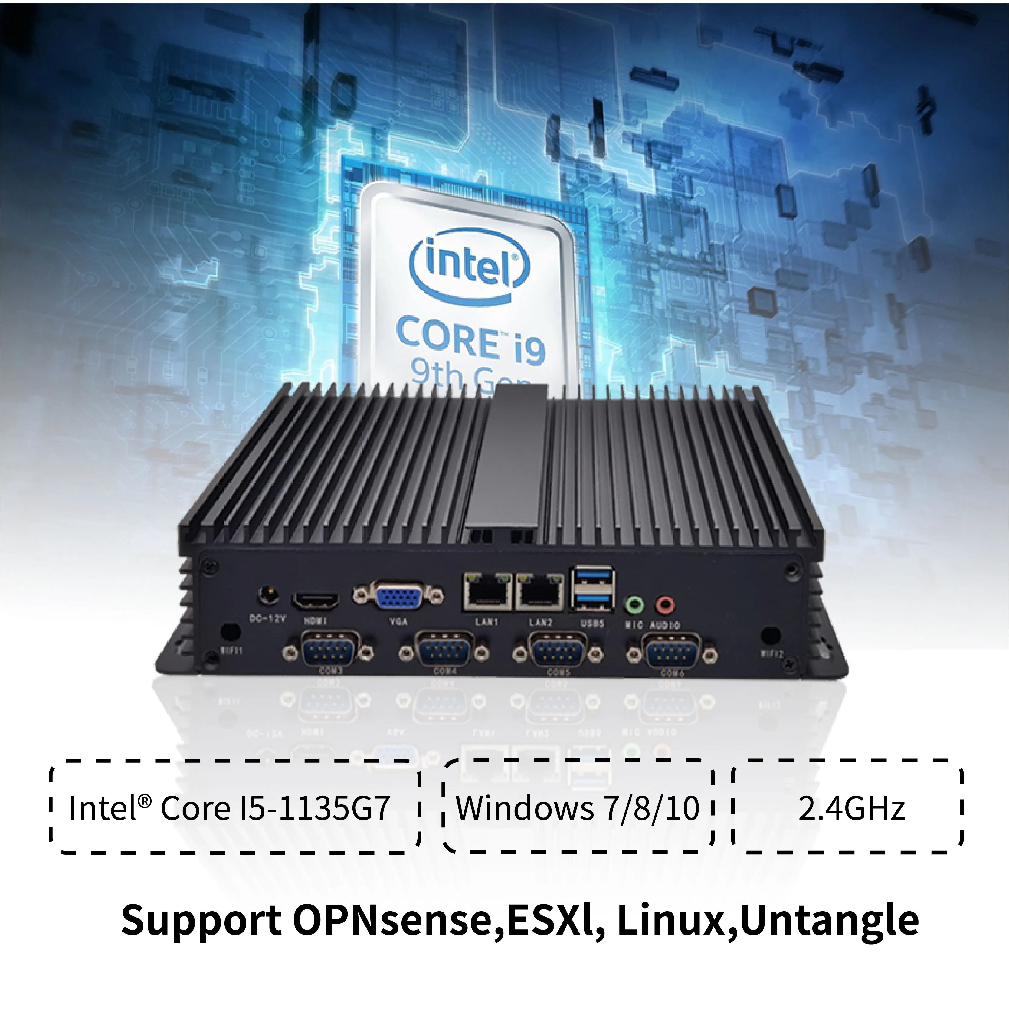 Core I3 1115g4 I5 1135g7 I7 1165g7 Linux Fanless Rugged Embedded Mini Pc 2 Lan 6com Rs232 Rs485 ...