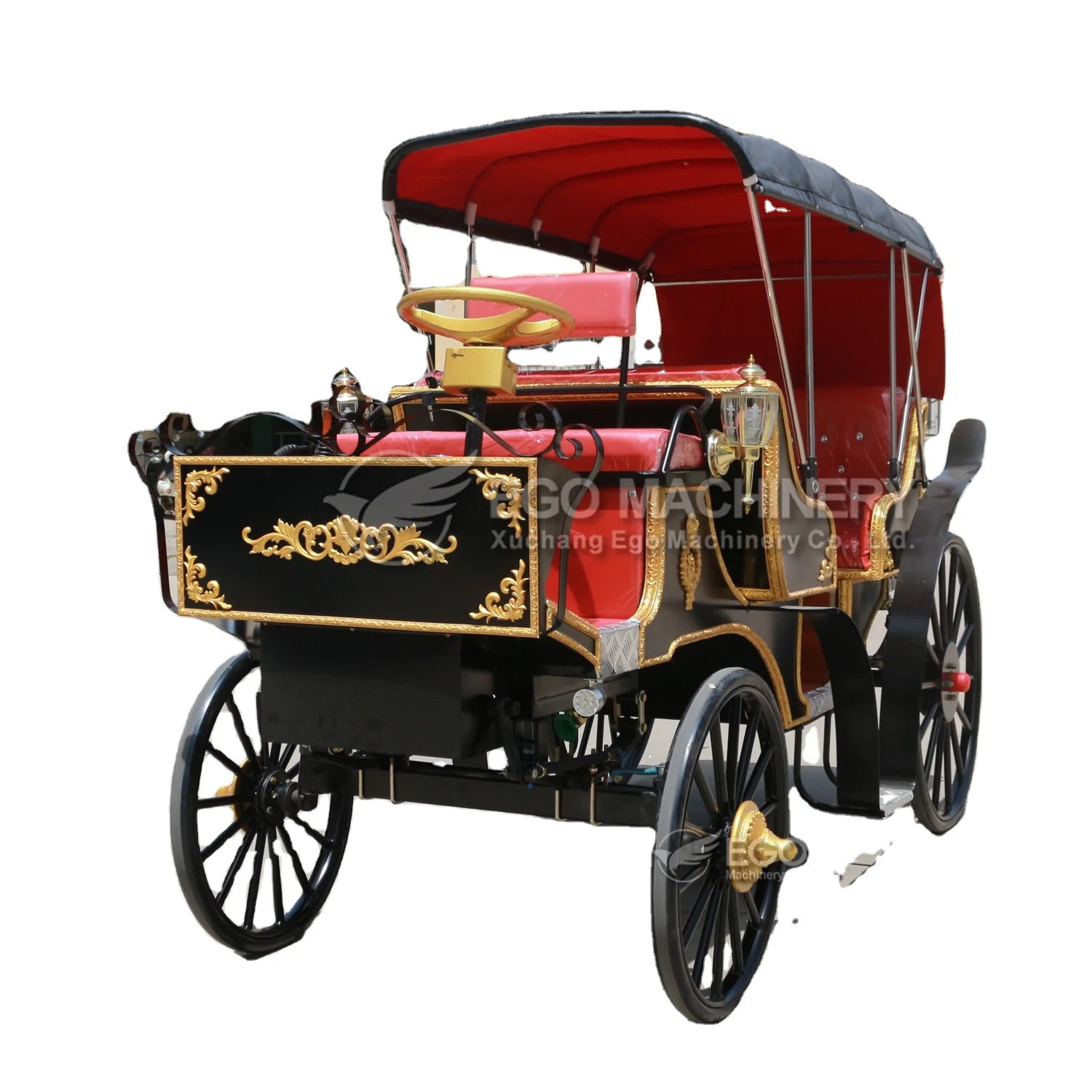 Black Luxury Sightseeing Horse Carriage Electric Horseless Wedding ...