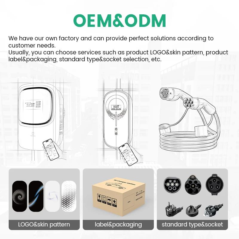 7KW 11KW 22KW Type 2 Wall-Mounted Home AC Wallbox Type 2 EV Charger ...