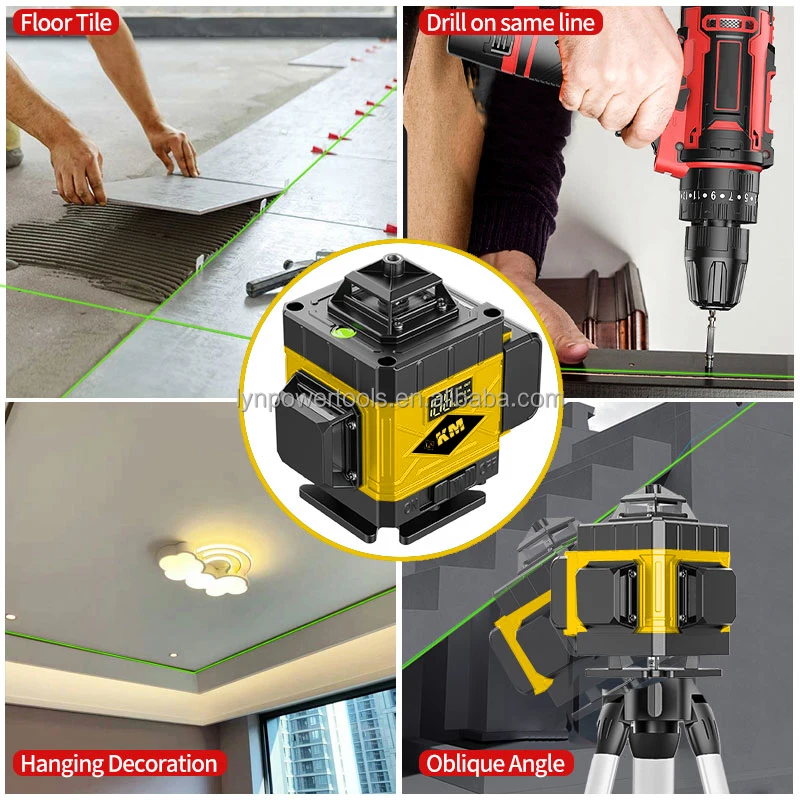 Km Wireless Nivel Laser 360 Green Self-leveling Li-ion Battery Rotary ...