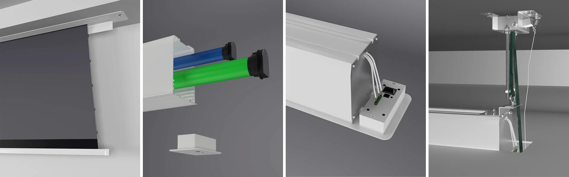 Screen Pro 92-150 Inch Ceiling Recessed Projector Screen Motorized ...