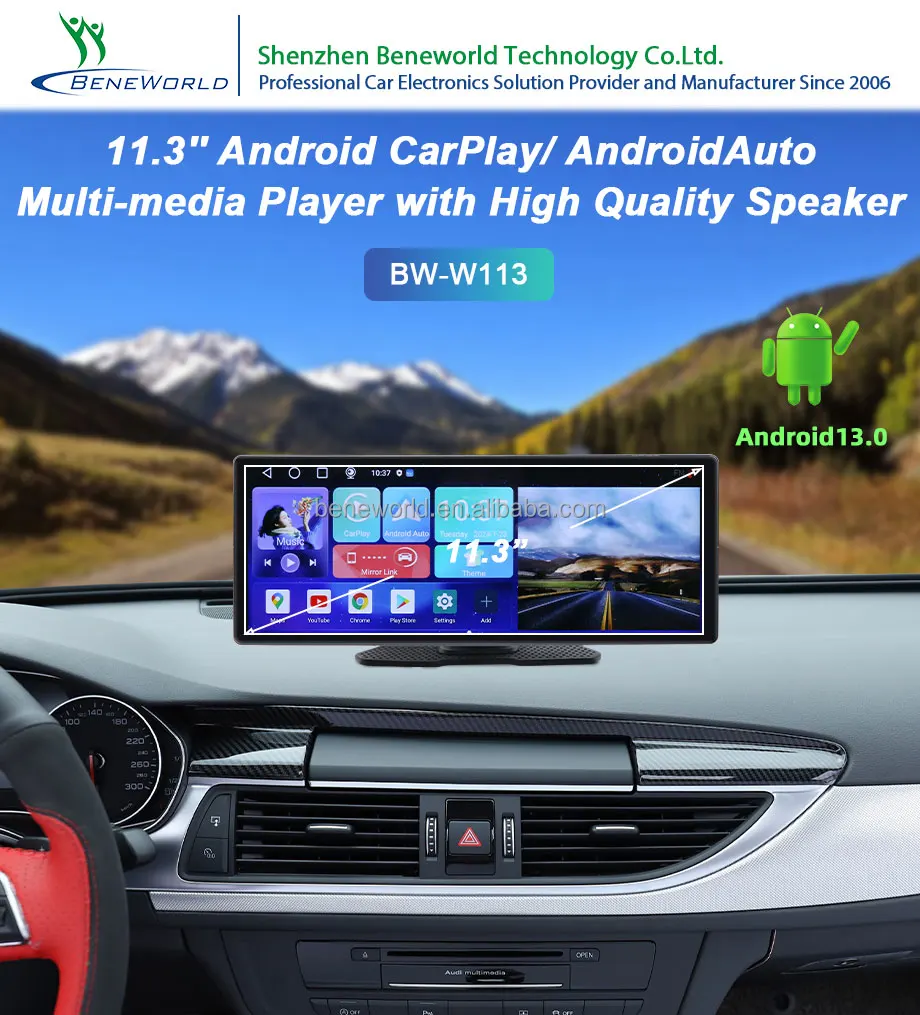 ISO Factory Android 13 Carplay 13inch Wifi Carplay Wireless Mirror ...