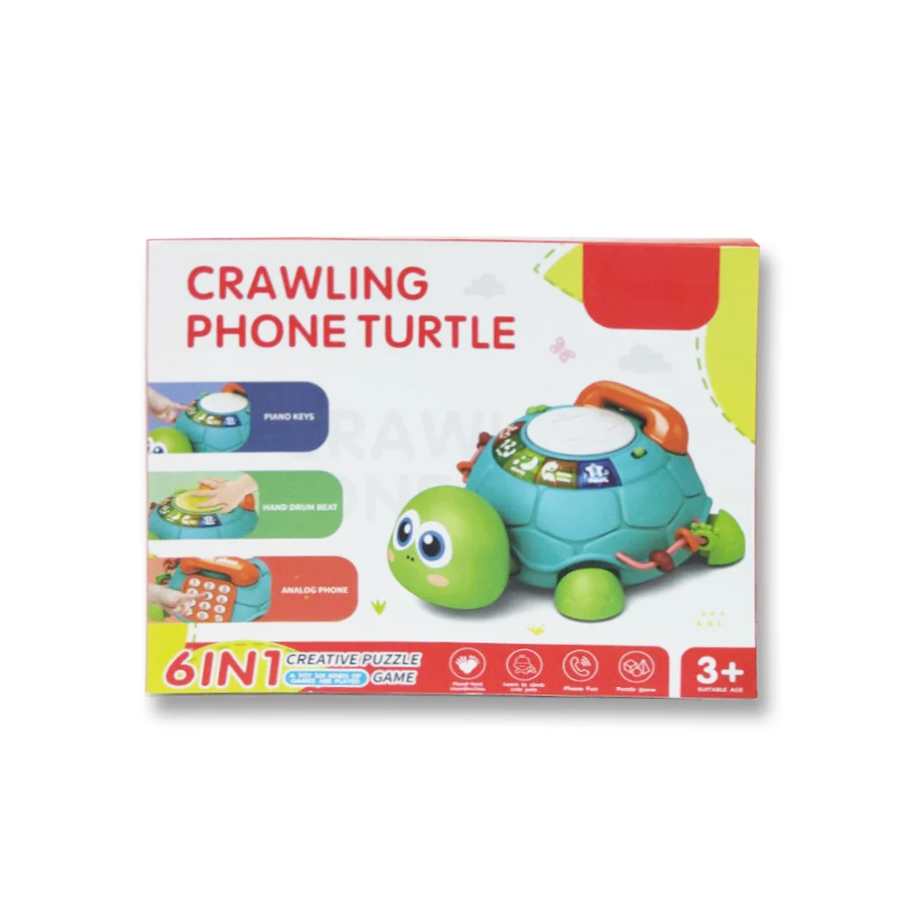 Musical Turtle Crawling Baby Toys Pretend Phone Call Toy With Lights ...