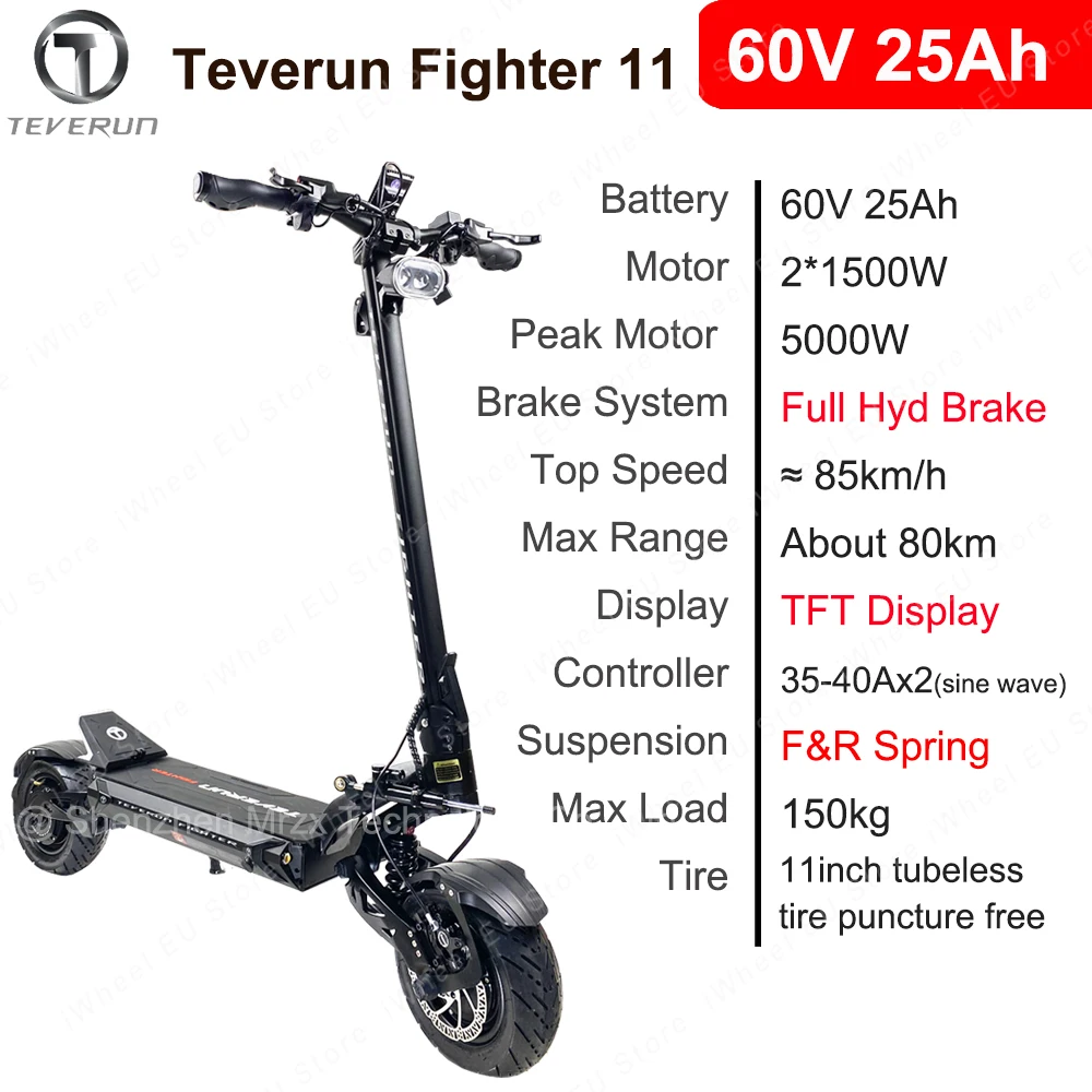 Original Teverun Fighter 11 60v 25ah Teverun Fighter 11+ 60v 35ah Dual ...