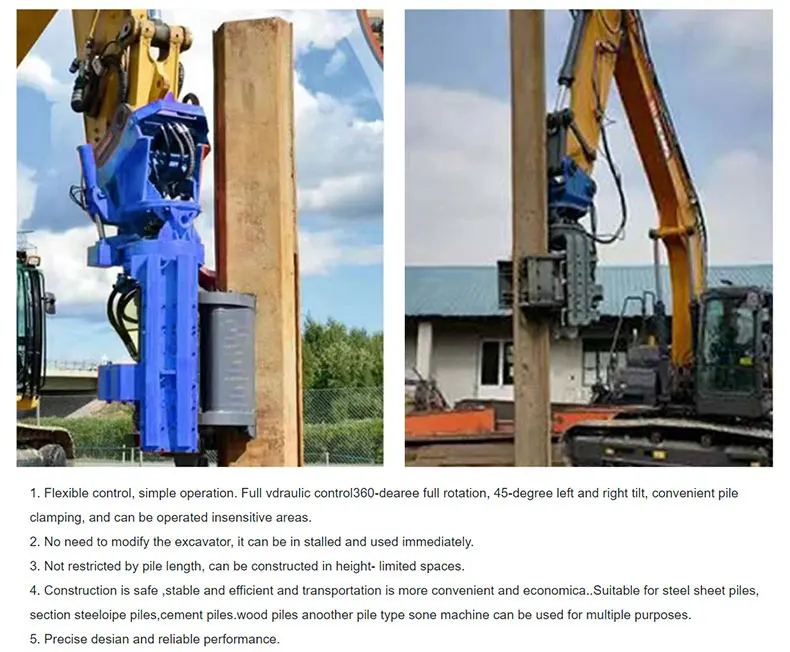 Vibro Hammer Sheet Pile Hammer Mounted To Crane For Piling Project ...