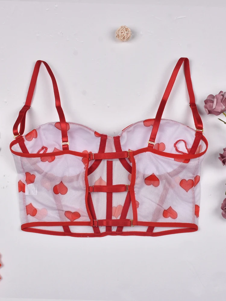 Gathered Sexy Lace Bra Ladies Underwear Set Bra Suspender Belt Lingerie