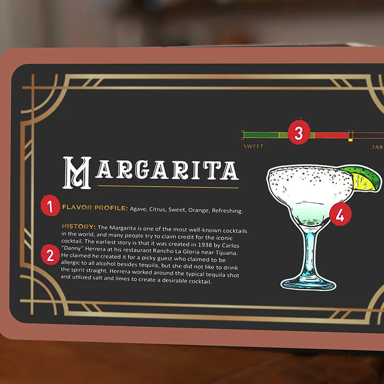 Cocktail Recipes Flash Card in Bartender Flashcard Form With Step by ...
