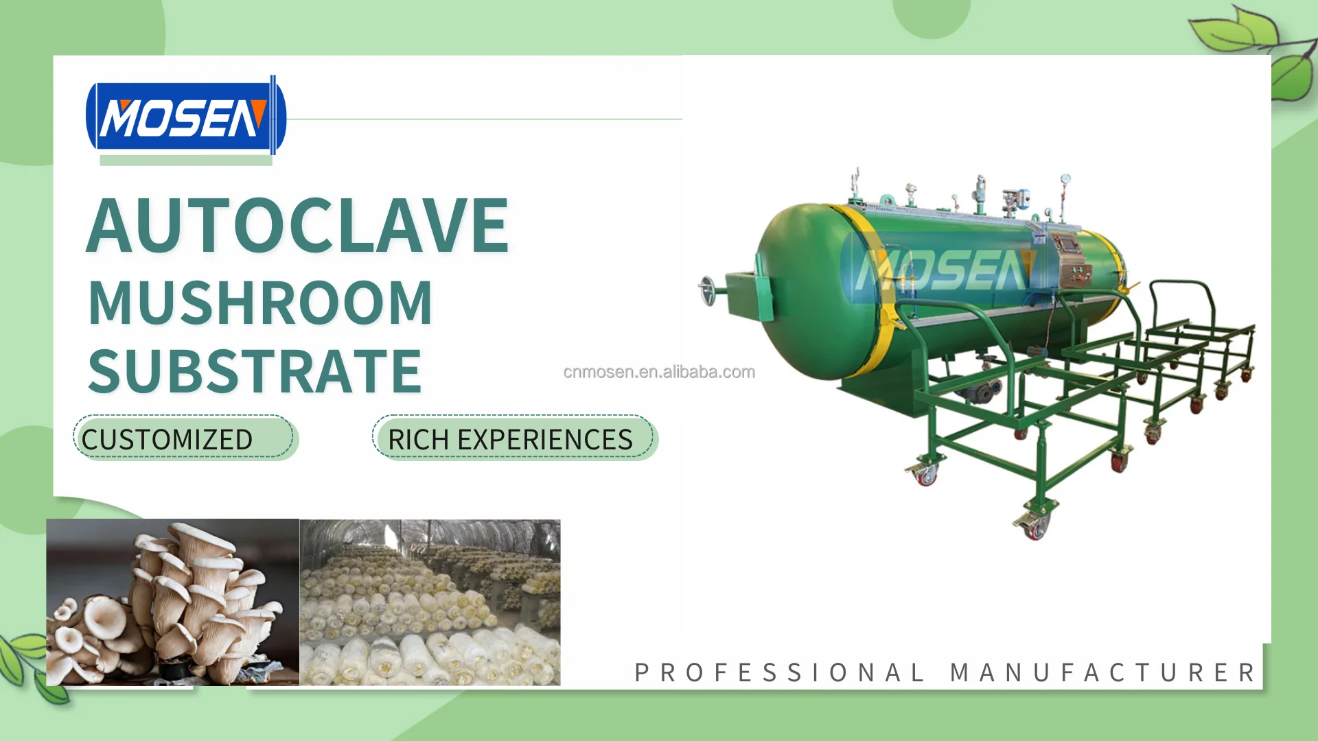 Double Door Steam Autoclave for Mushroom Cultivation