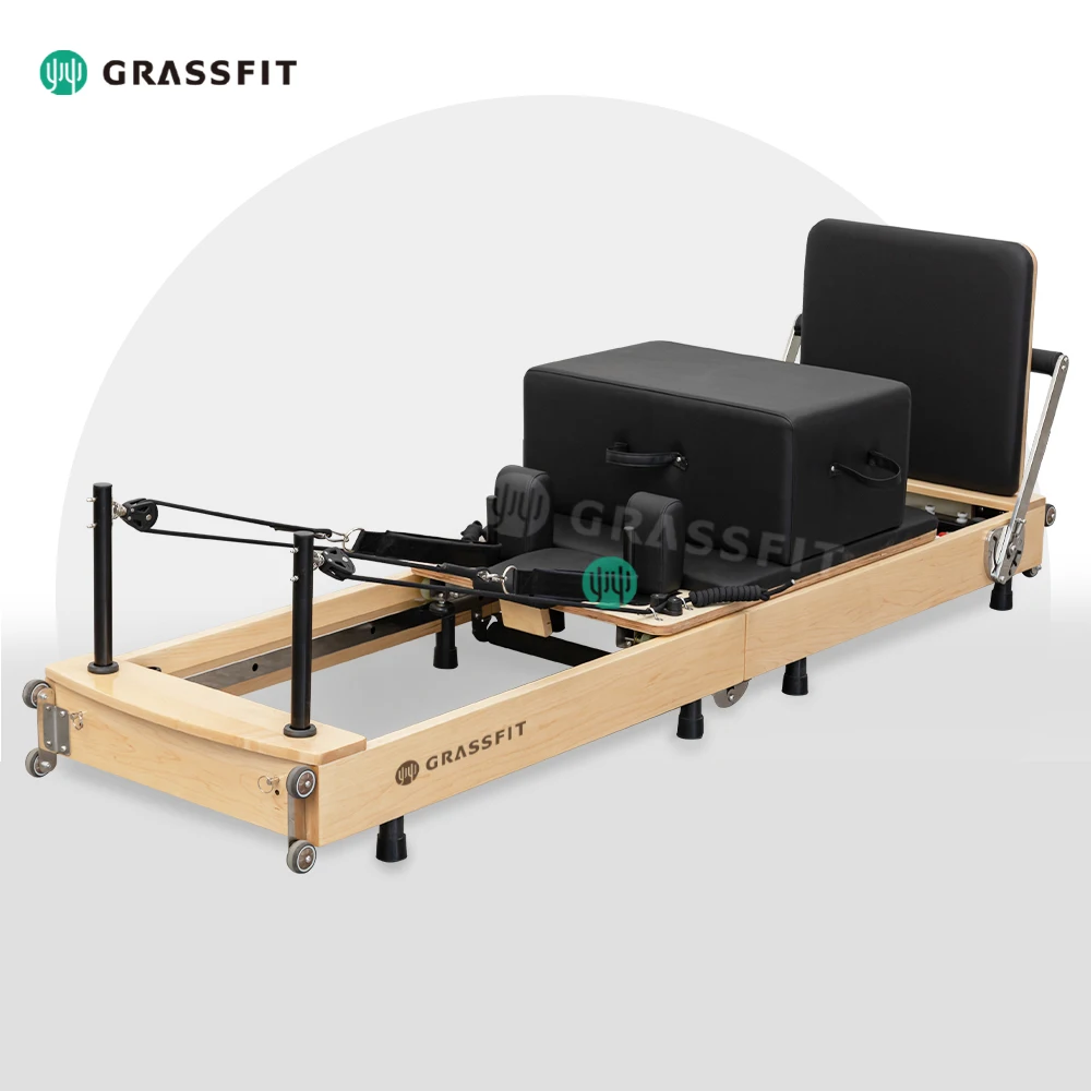 Multi-functional Wooden Folding Pilates Reformer Machine Foldable Core ...
