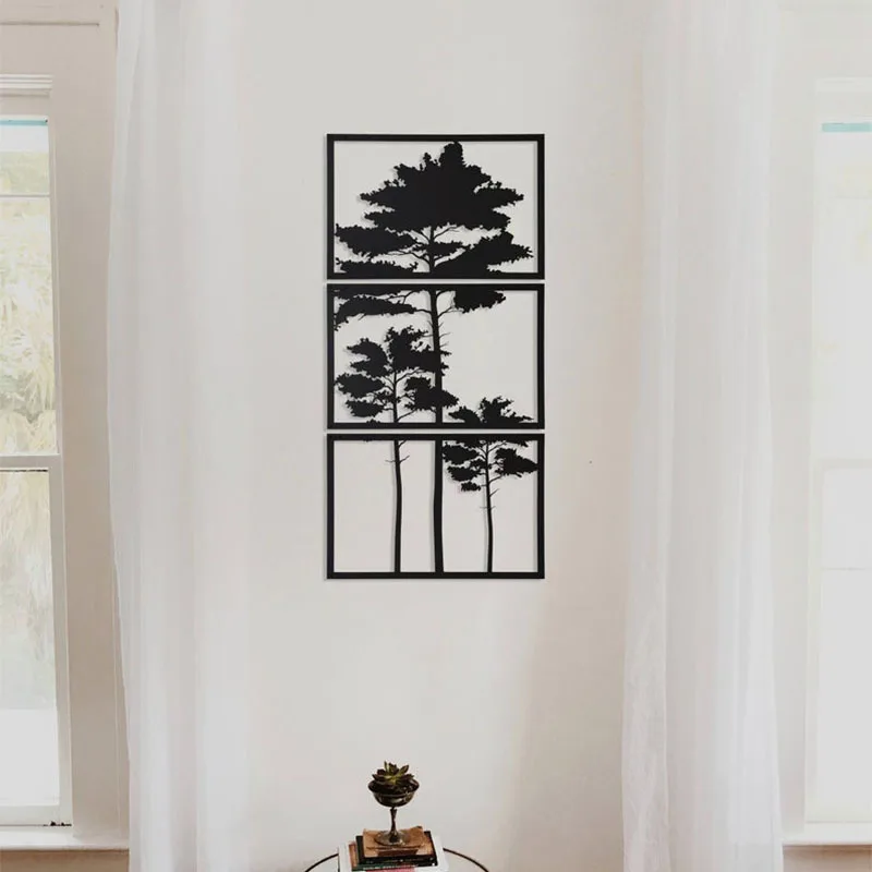 Yjl Minimalist Black Tree Of Life Silhouette Frame Metal Wall Decor ...