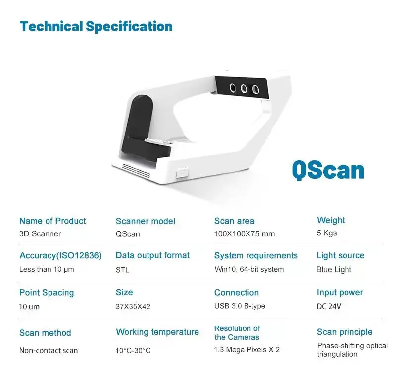 Qscan Desktop Dental Lab Scanner 3d Texture Scan Blue Light Demo Machine Teeth Scanner - Buy ...