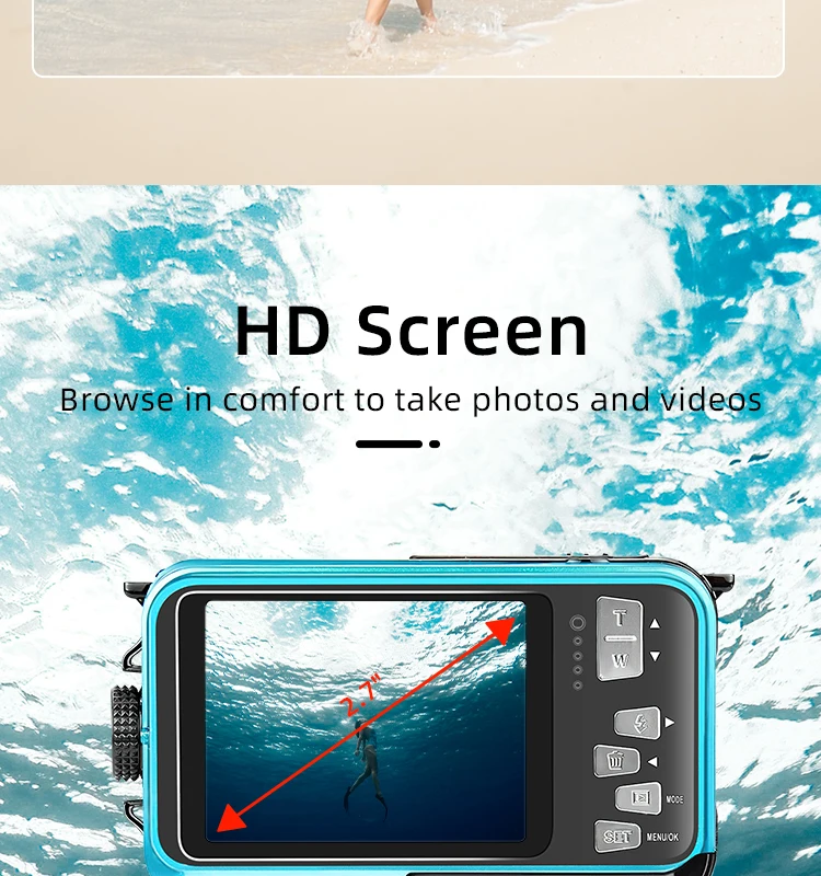 Waterproof Camera 10ft Underwater Camera 30mp 1080p Fhd Video ...