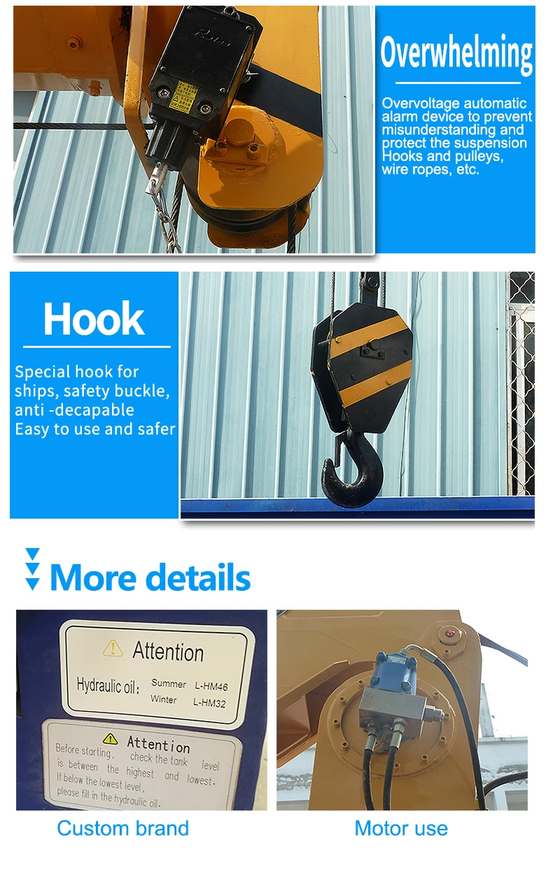 8 Ton Electric Hydraulic Folded Boom Marine Ship Deck Harbor Crane ...