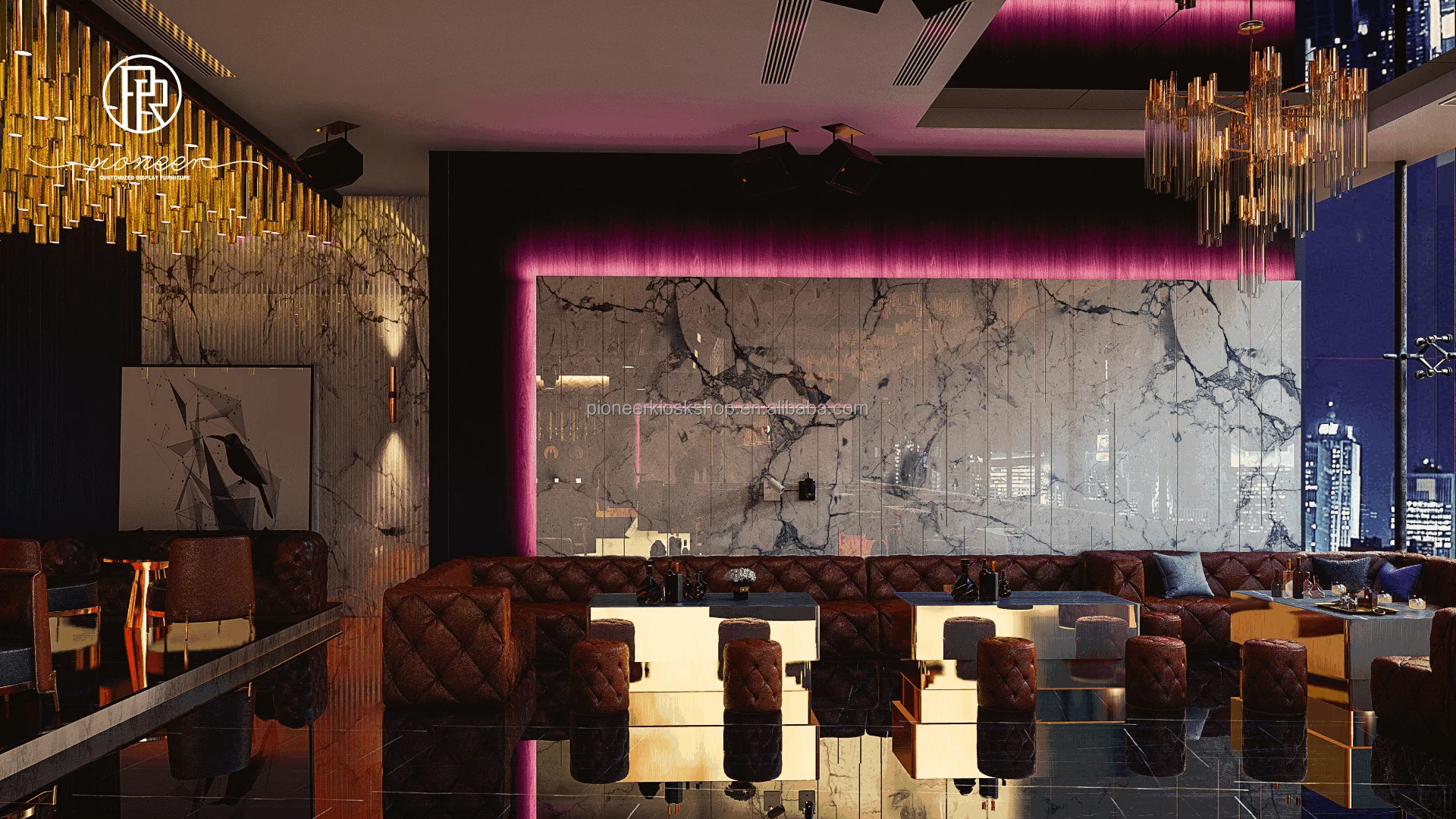 Modern Private Club Counter Design Nightclub Lounge Leather Booth Sofa ...