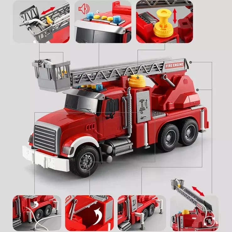 High Quality Inertial Fire Engine Truck Toy Water Spray Kids Friction ...