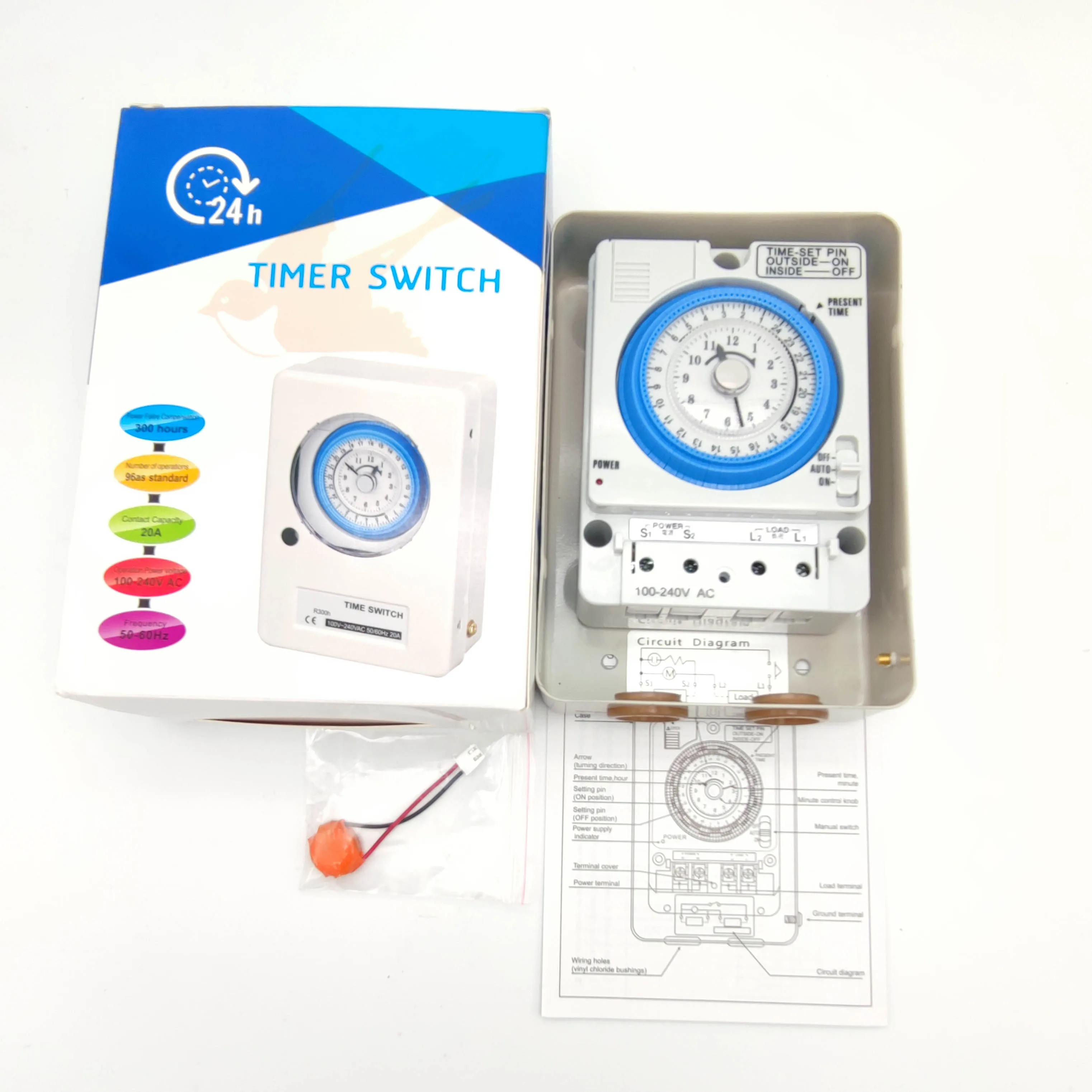 Ac220v 24hours Mechanical Rotary Timer Switch Tb35 With Metal Box Time ...