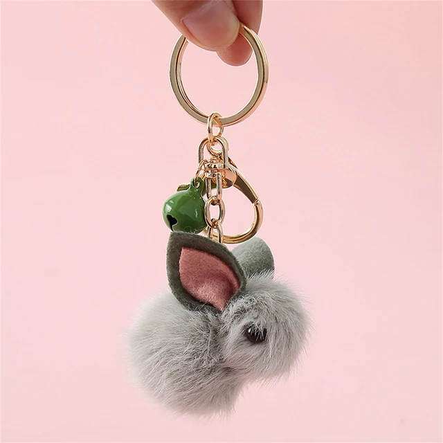 Cartoon Faux Fur Plush Animals Keychain Wool Felt Strawberry Rabbit ...