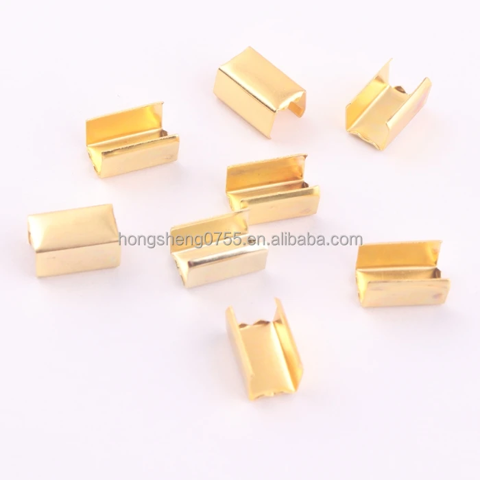 Small Gold Metal Cord End Clamp Clip for Lanyard Webbing Strap Rope