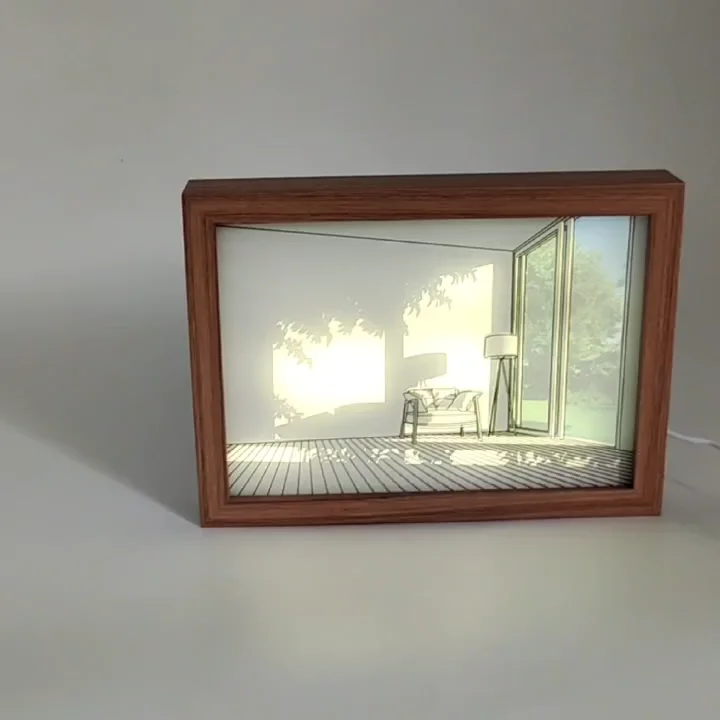 Lighting Painting Decoration,Led 3 Color Glowing Photo Frame,Night ...