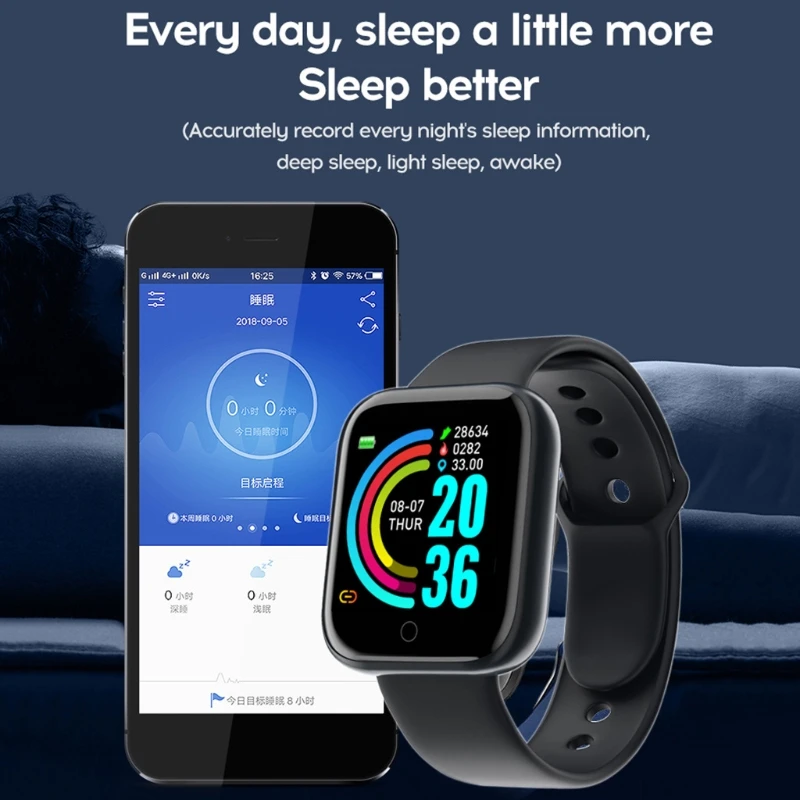 New Y68 D20 Smart Watch Men Women Blood Pressure Fitness Trackers ...